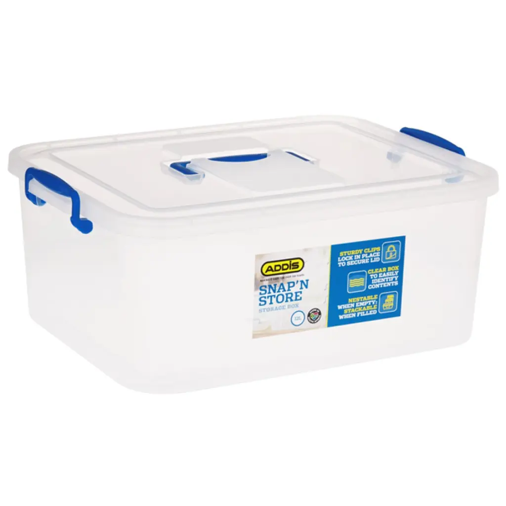 Addis Snap 'n Store Storage Box With Handle - 12L (Clear) | 9969CL ...